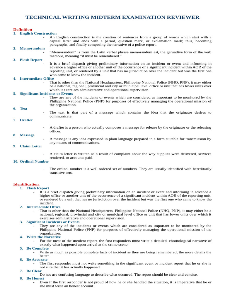 TECHNICAL-WRITING-terms and Meaning | PDF | Communication | Memorandum