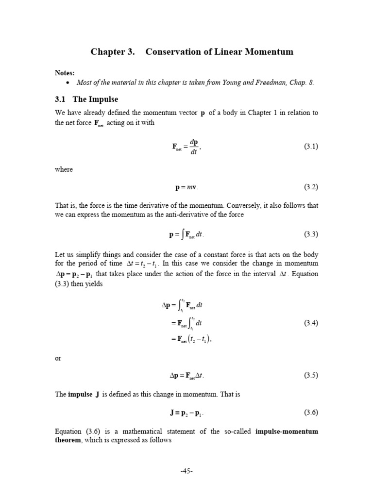 Ch3-Linear Momentum Conservation | PDF | Momentum | Collision