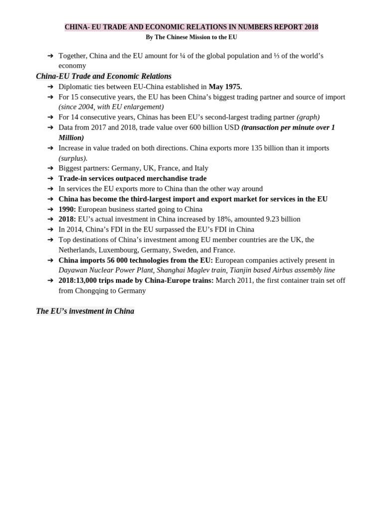 China Eu Trade Relations | PDF