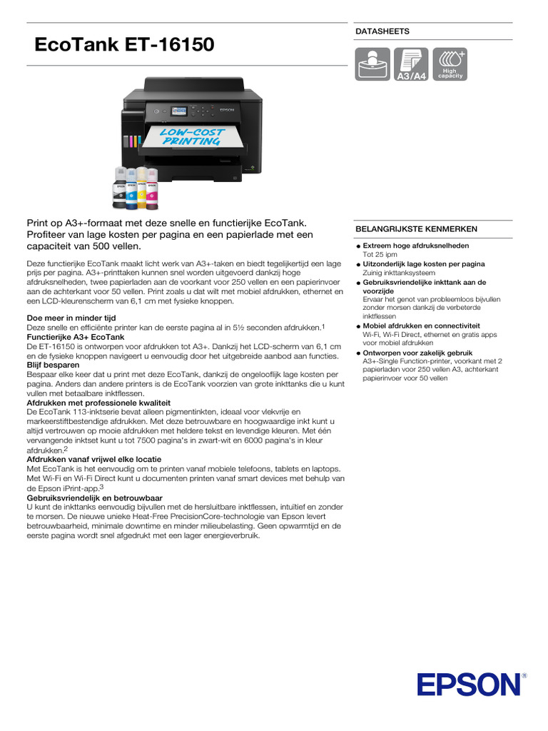 Ecotank Et 16150 Datasheet | PDF