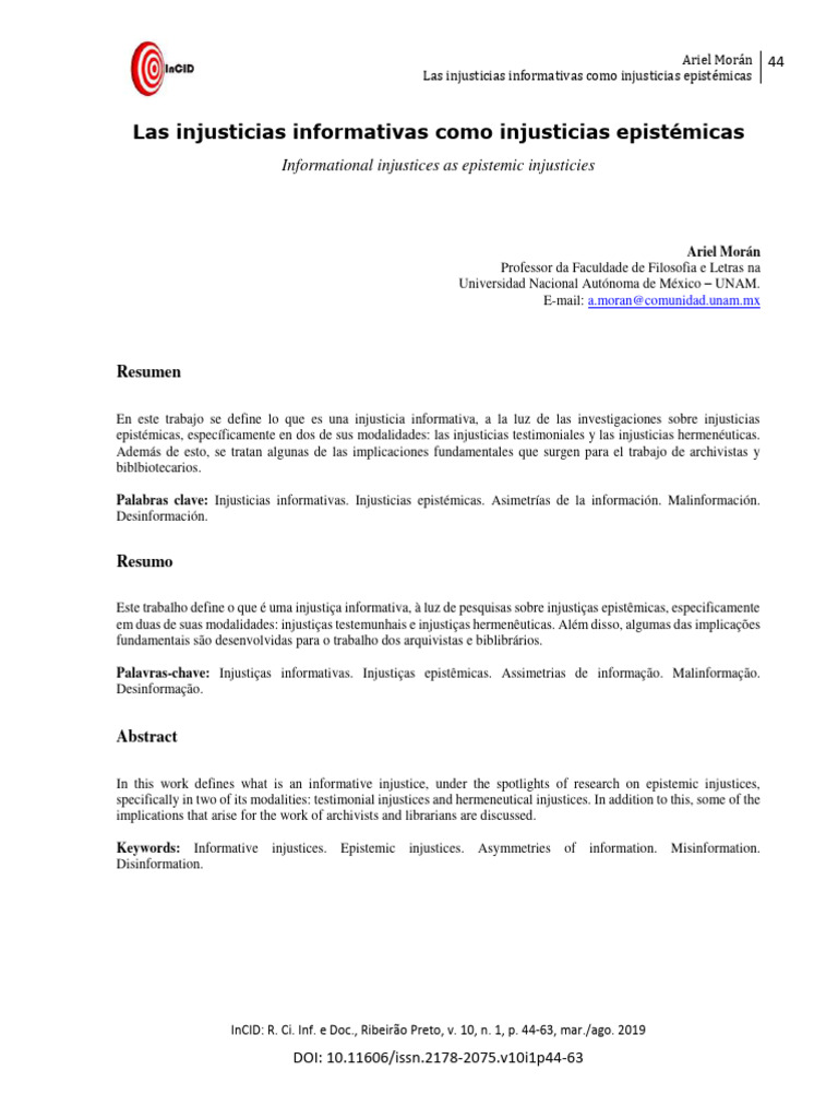 Las Injusticias Informativas Como Injust | PDF | Conocimiento | Testimonio