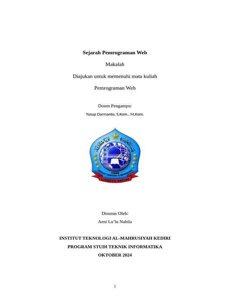 Makalah Sejarah Pemrograman Web | PDF