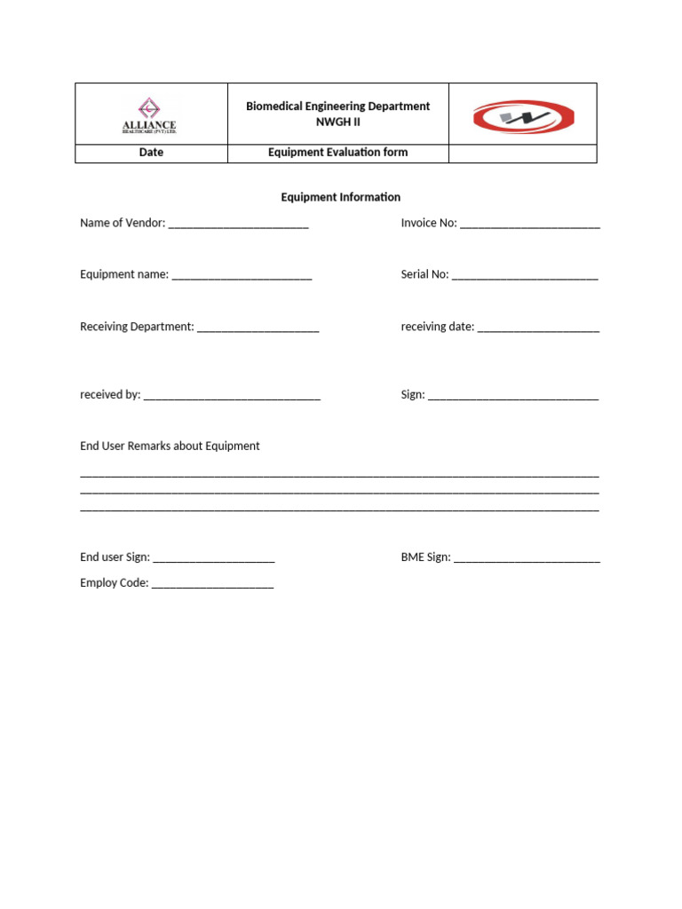 BME Evaluation Form | PDF