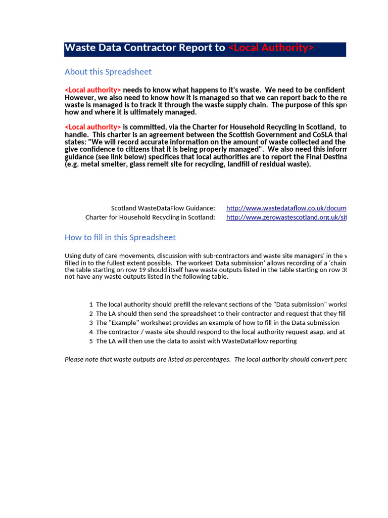 LA Waste Data Contractor Report Template v1.0 | PDF | Waste | Recycling
