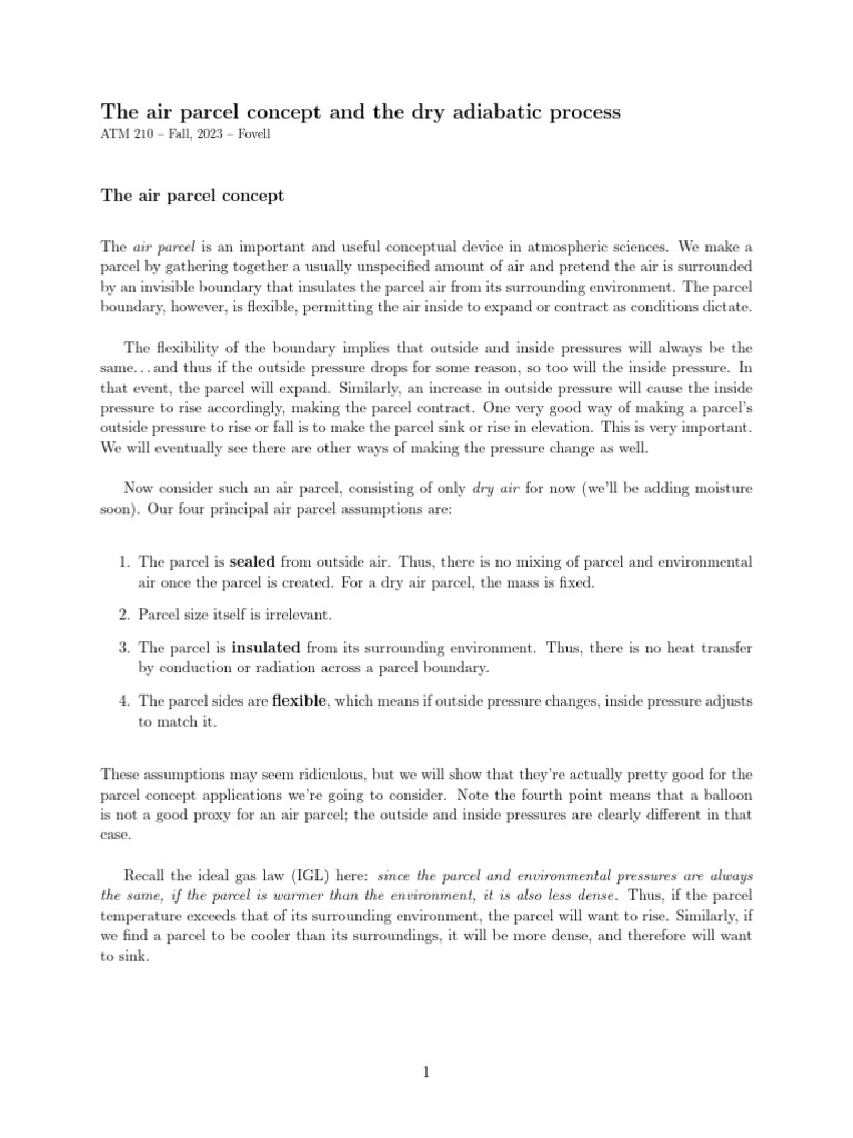 Air Parcel | PDF | Heat Transfer | Physical Phenomena