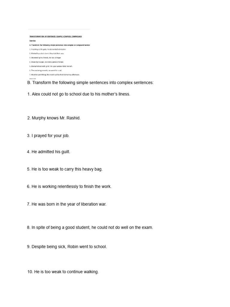 Simple Compound Complex | PDF