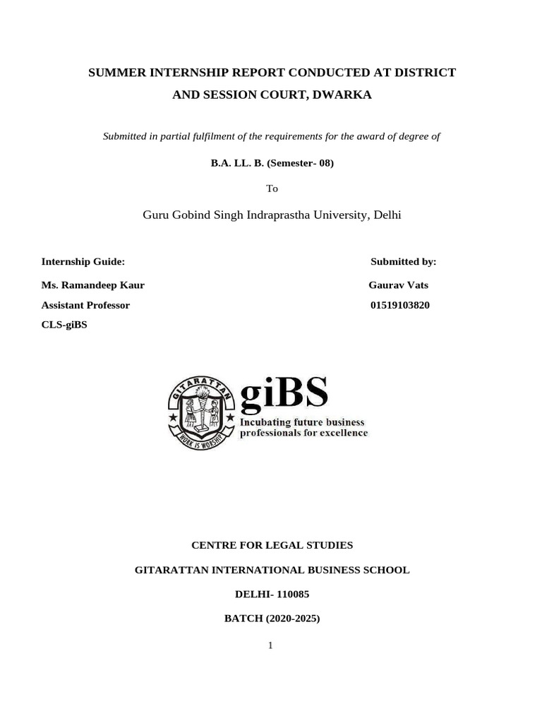 Internship Report Gaurav | PDF | Supreme Courts | Judge