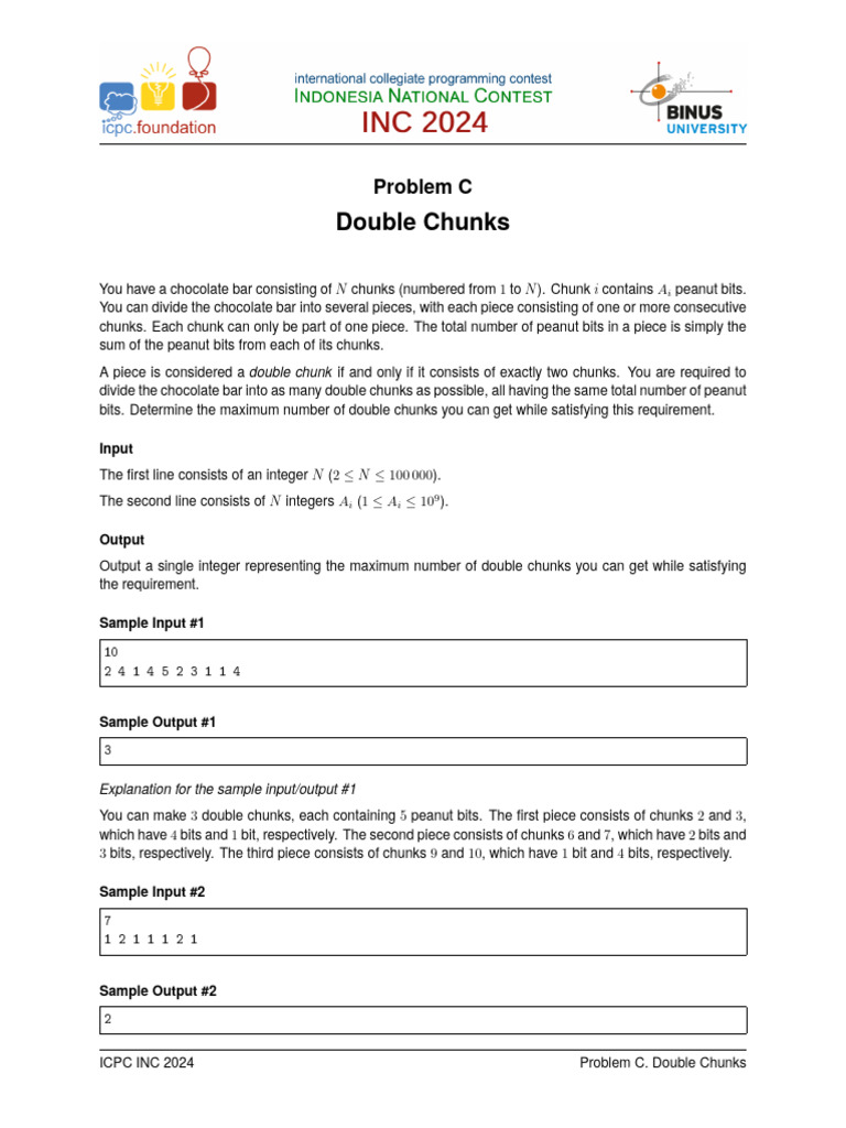 Double Chunks: Problem C | PDF