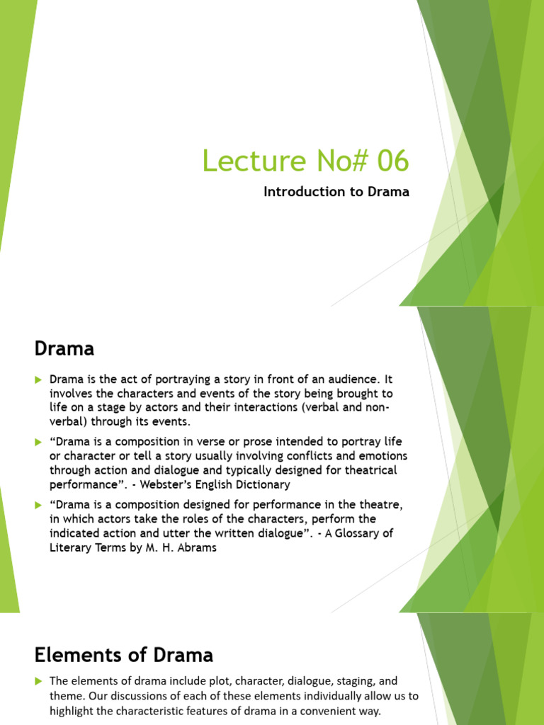 Lecture No# 06 Introduction To Drama Complete | PDF | Tragedy | Monologue
