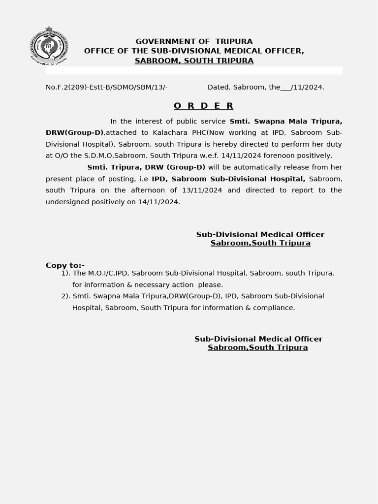 Deputation Order | PDF