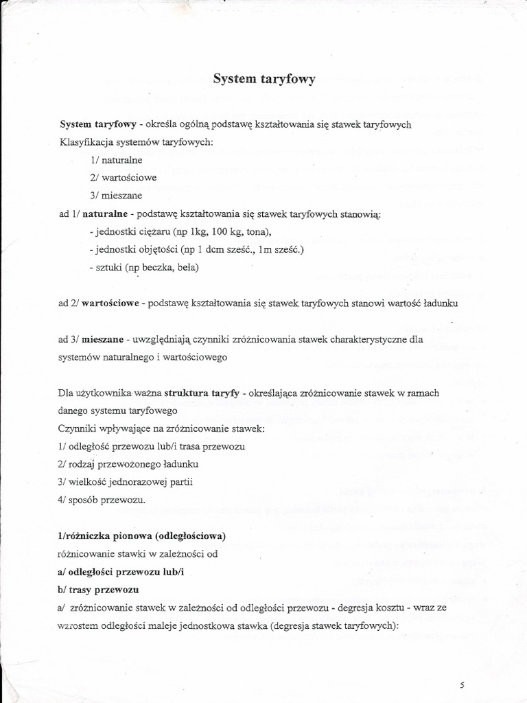 Syst. Taryfowe-1 | PDF