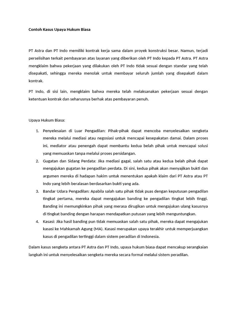Contoh Kasus Upaya Hukum Biasa Dan Luar Biasa | PDF