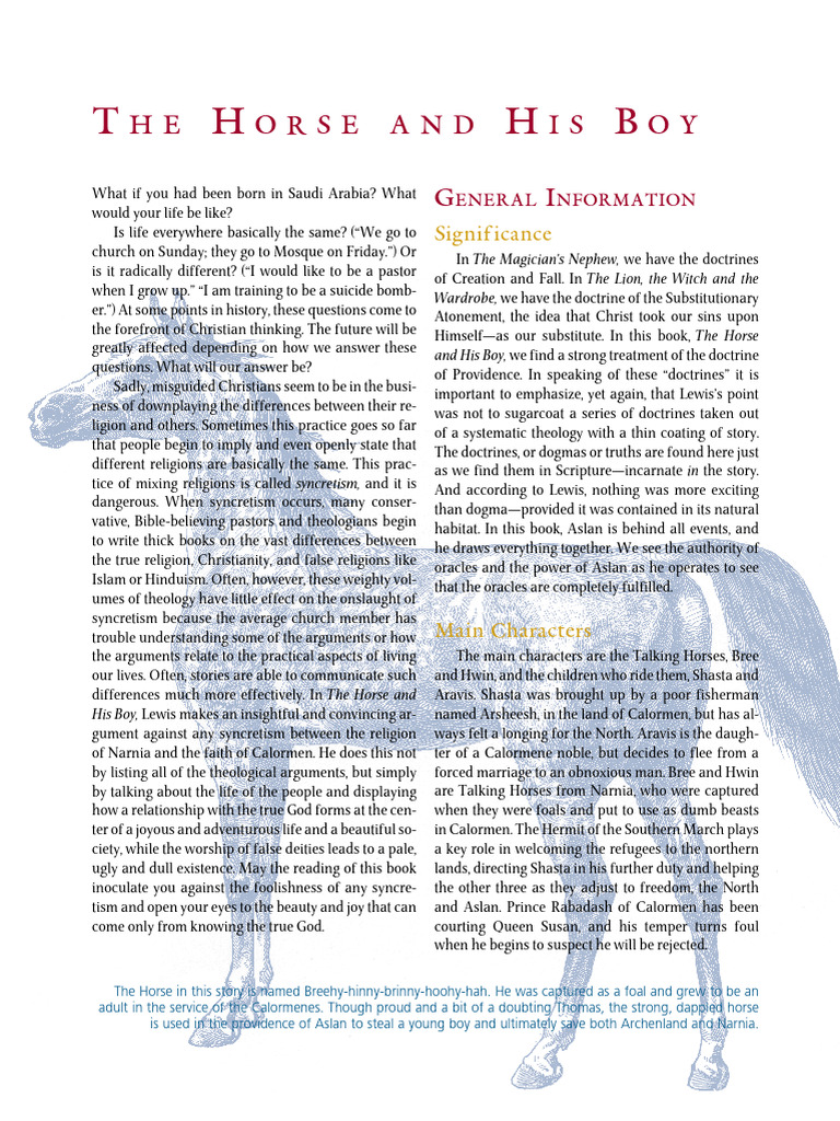 The Horse and His Boy Omnibus I Study Guide | PDF | The Chronicles Of ...