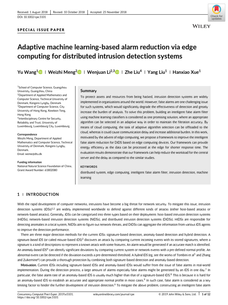 Adaptive Machine Learning-Based Alarm Reduction Via Edge Computing For Distributed Intrusion ...