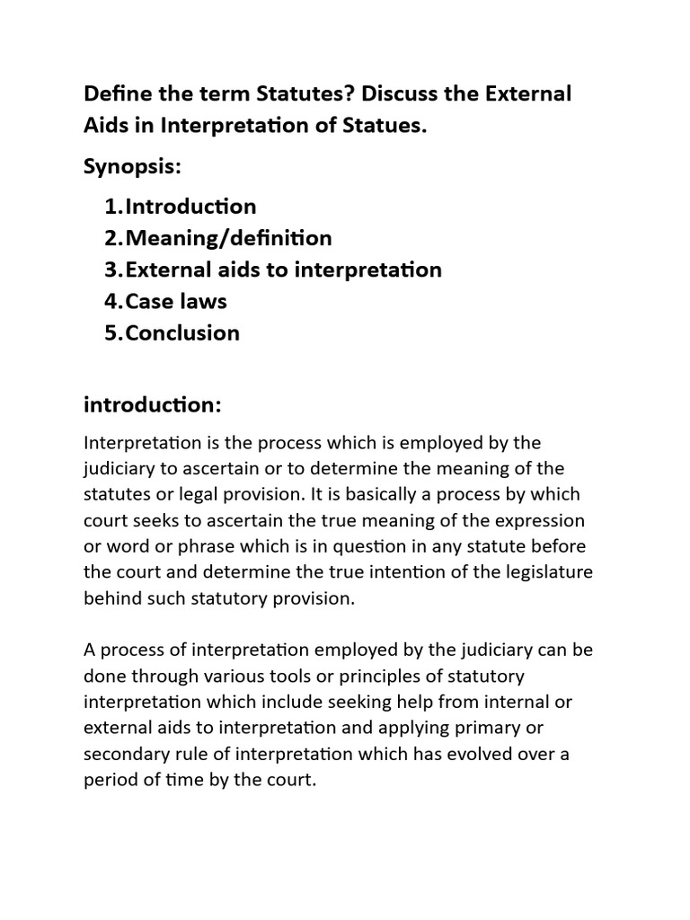 Statutory Interpretation and Aids | PDF | Statutory Interpretation ...