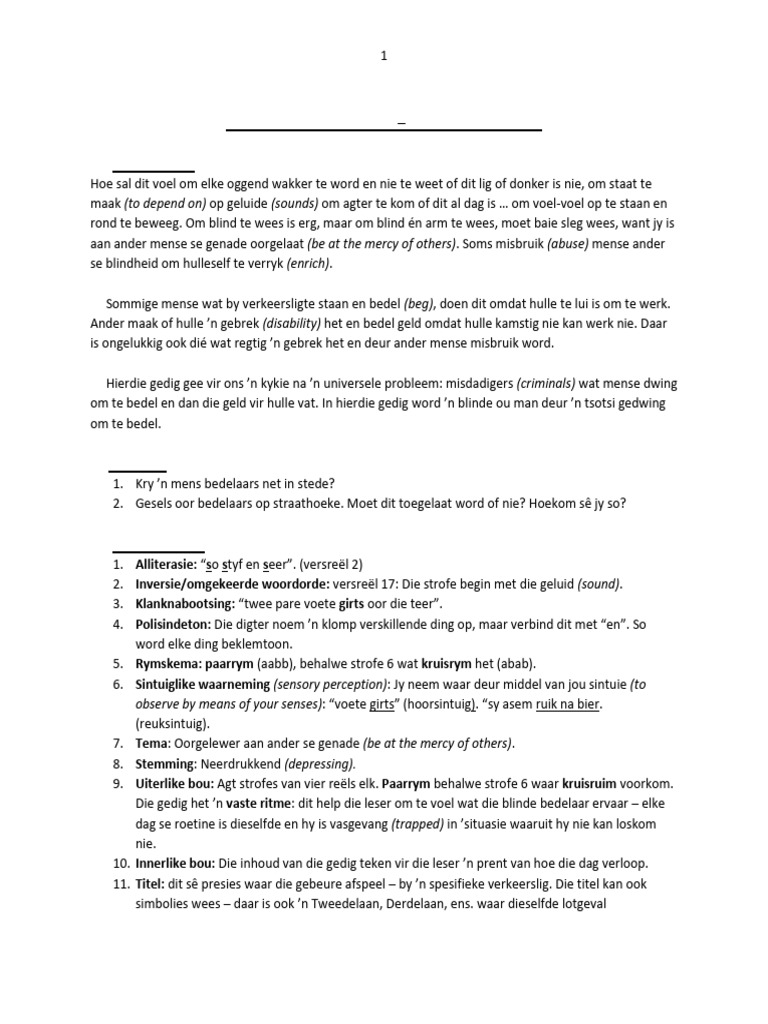 Gedig 10 by Die Robot ... Ontleding | PDF