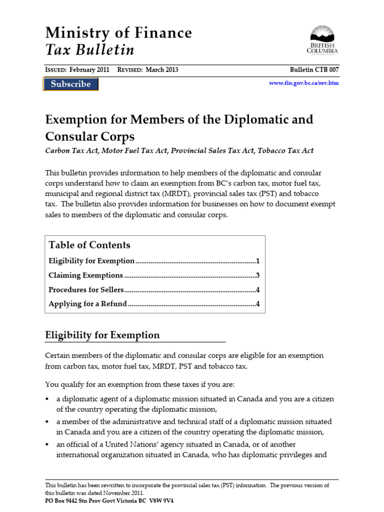 BC Bulletin CTB 007 | PDF | Tax Exemption | Identity Document