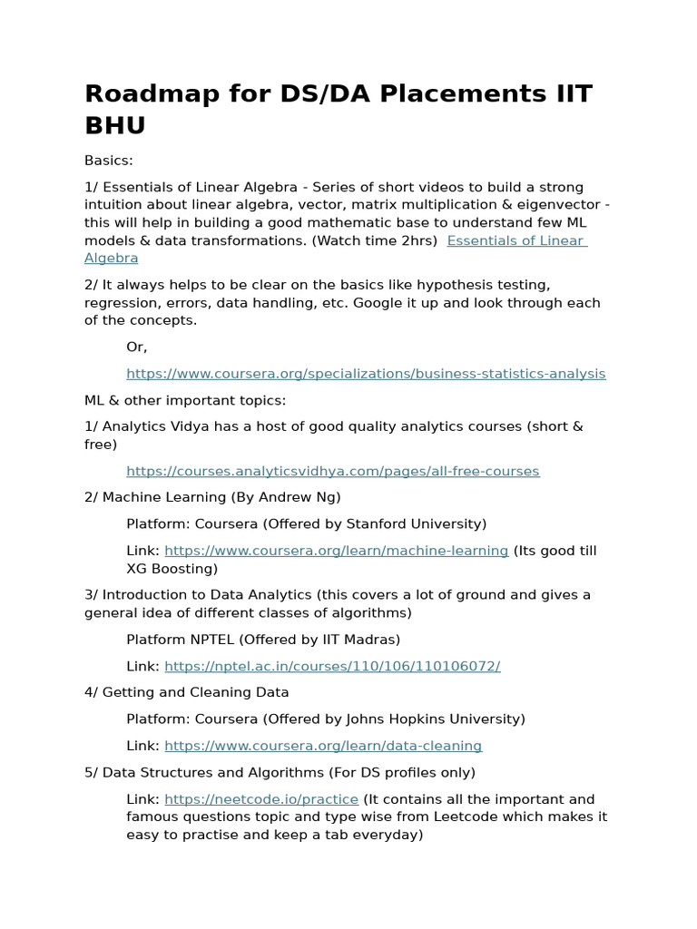 Roadmap For DS & DA | PDF | Linear Algebra | Artificial Neural Network