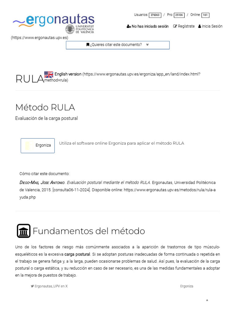 Método RULA - Rapid Upper Limb Assessment | PDF | Ángulo | Medición