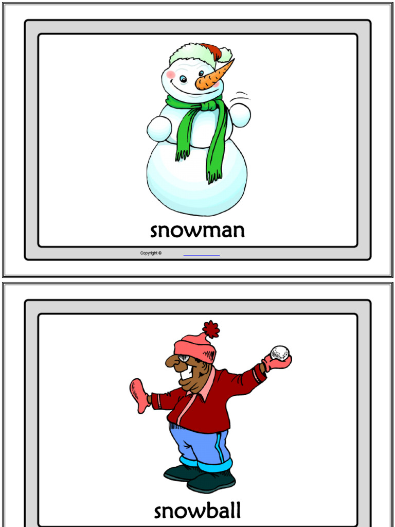 Winter Vocabulary Esl Printable Flashcards With Words For Kids | PDF