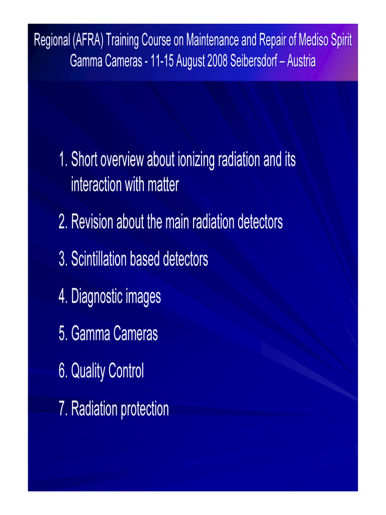 Gamma Camera Presentation | PDF | Ionizing Radiation | Absorbed Dose