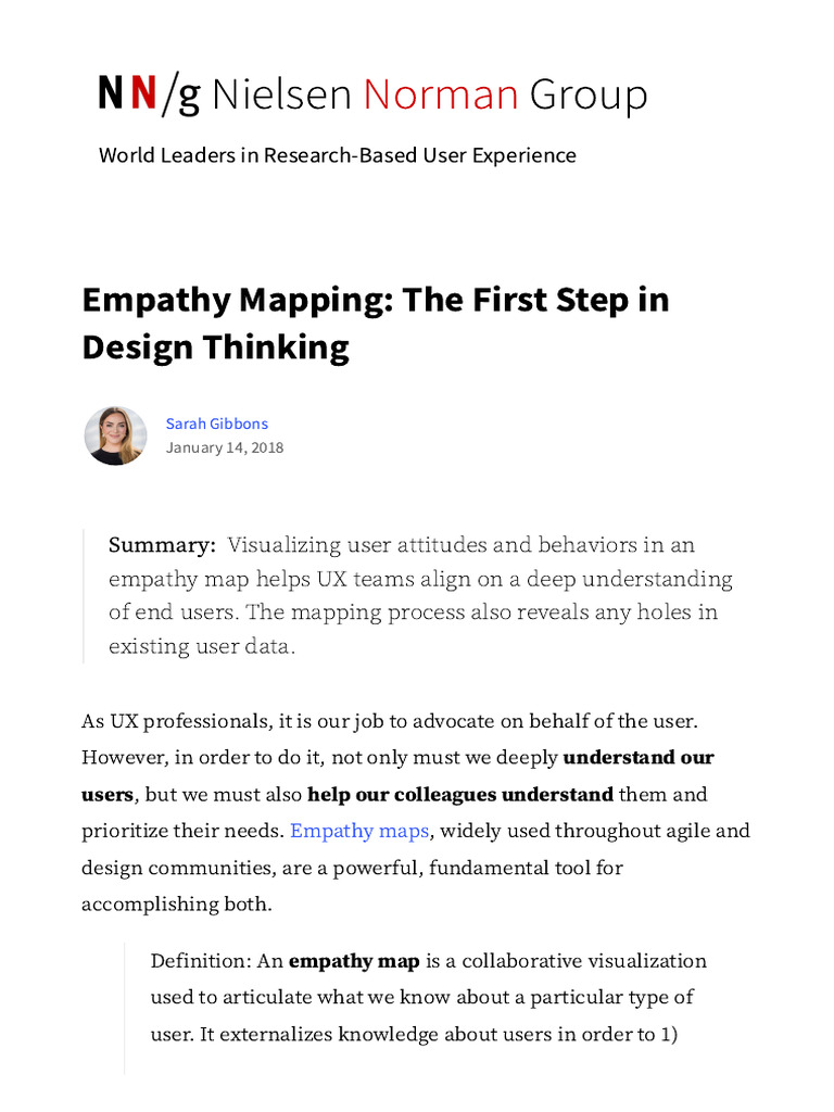 Empathy Mapping - The First Step in Design Thinking | PDF | Empathy