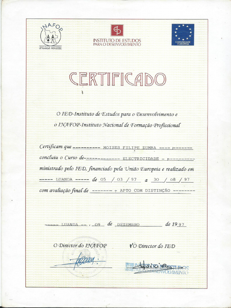 Certificado Frente e Verso | PDF
