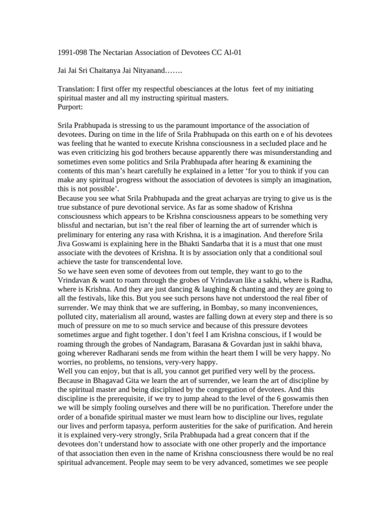 1991-098 Nectarian Association of Devotees | PDF | Guru | Bhakti