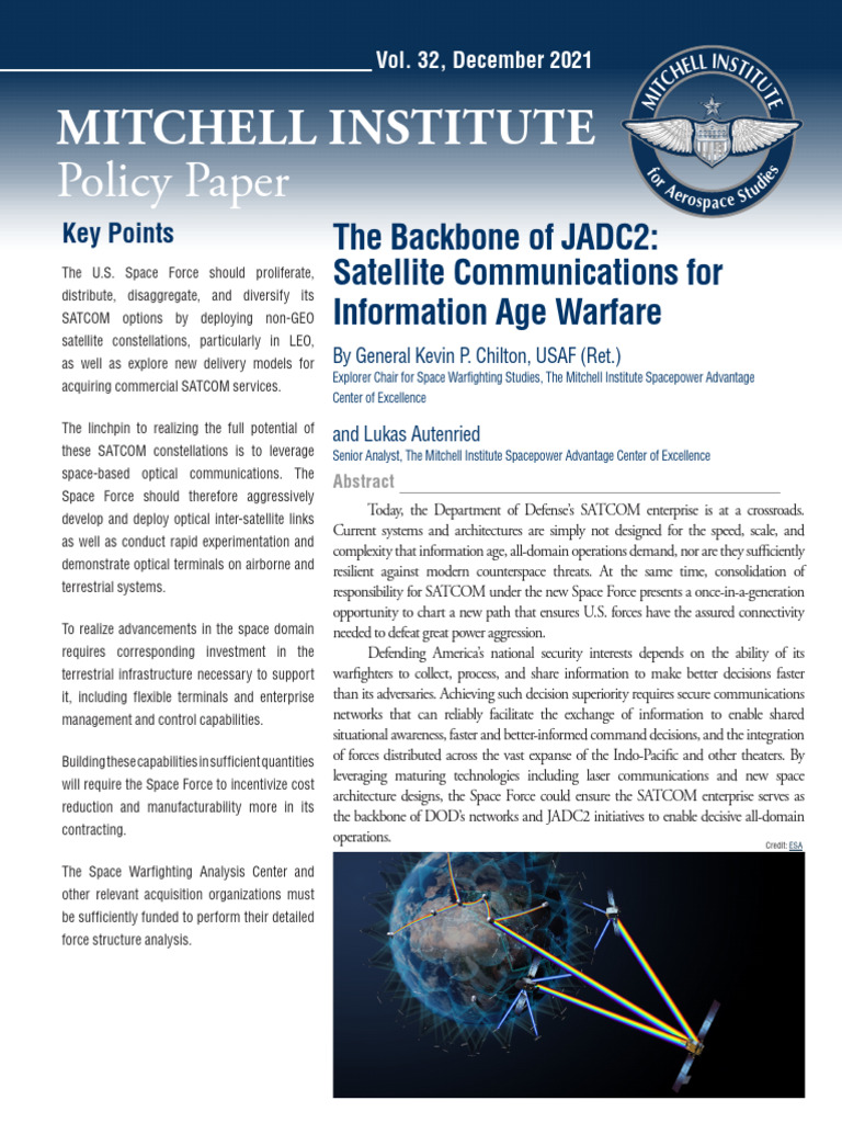 The Backbone of JADC2 Policy Paper 32-Ver2 | PDF | Satellite ...