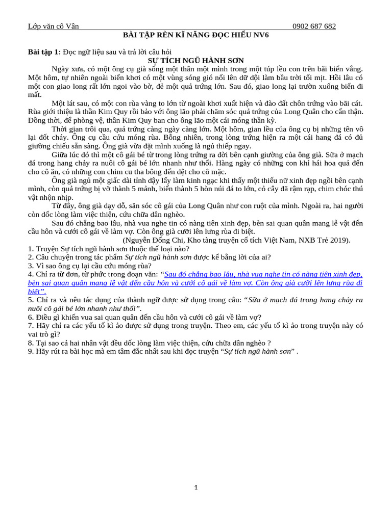 BÀI TẬP NV6 | PDF