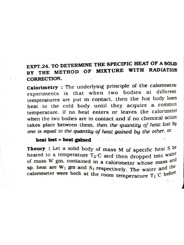 H1 - Specific Heat Solid Method of Mixture | PDF