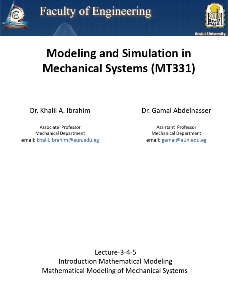 Lecture-3-Intro To Modelling Mechanical | PDF | Torque | Gear