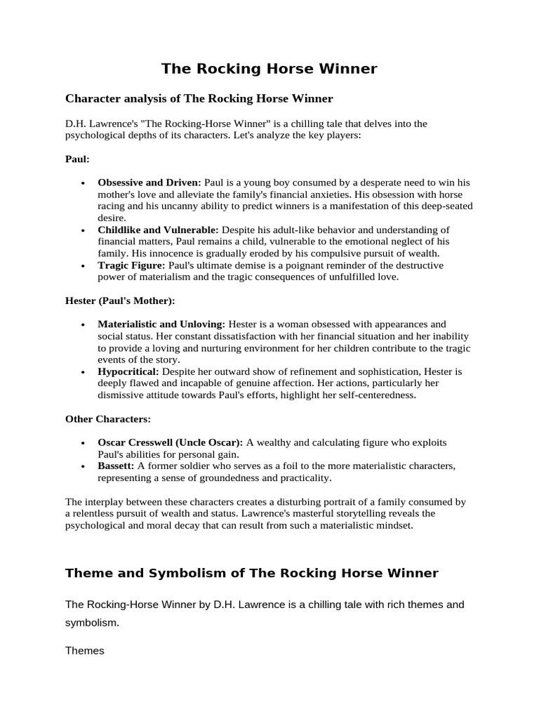 The Rocking Horse Winner | PDF | Happiness | Love