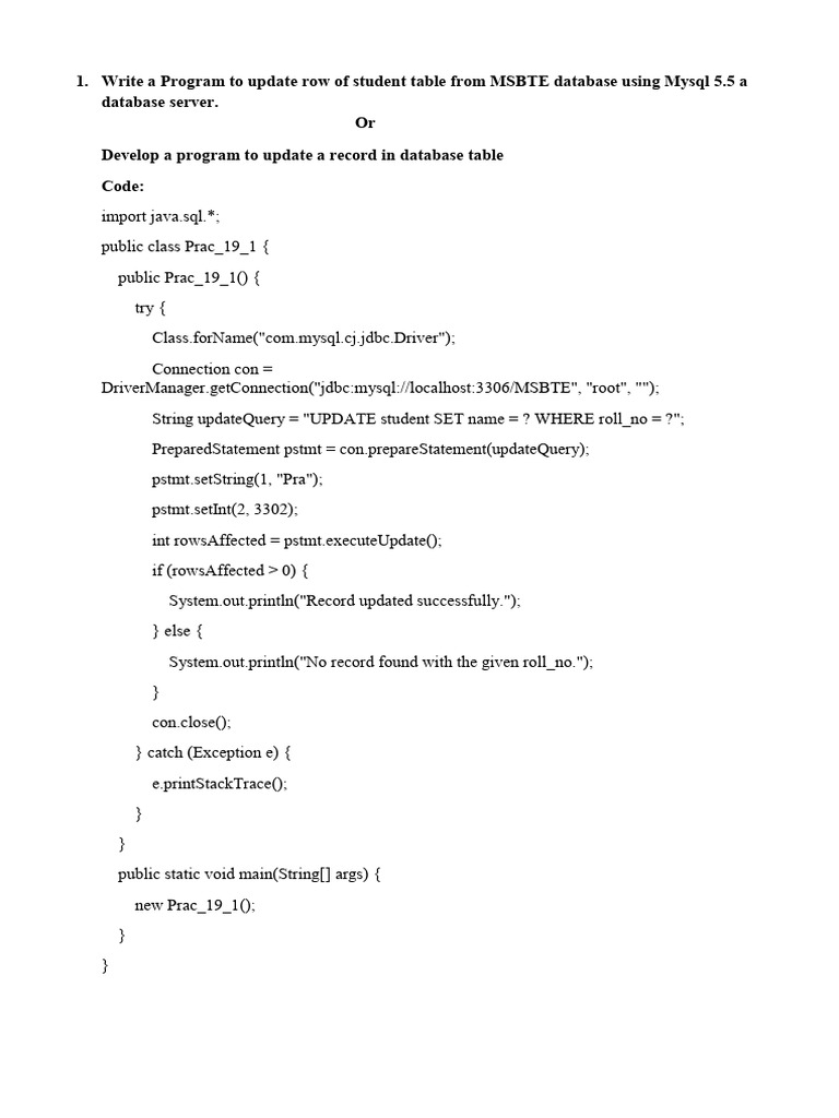 Update and Retrieve Student Data in Java | PDF