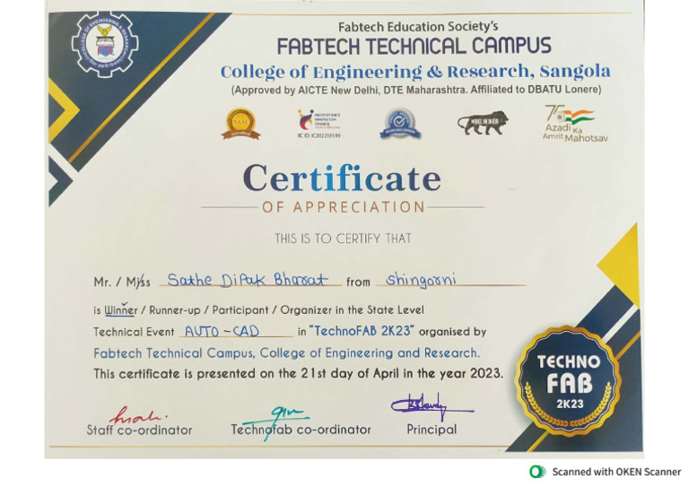Auto Cad Certificate - 1 | PDF