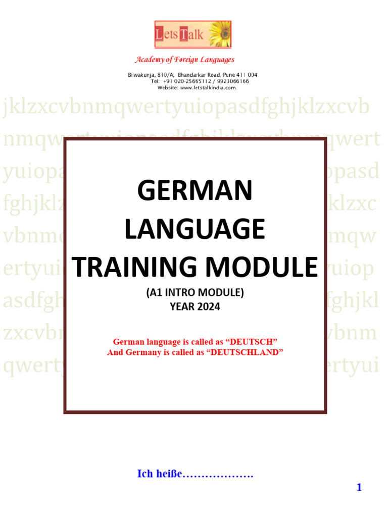Lets Talk-German Language Intro Module-A1-ONLINE-August 2024 | PDF ...