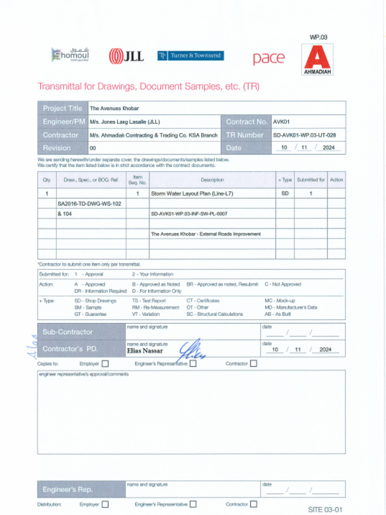 SD AVK01 WP.03 UT 028 Storm Water Layout Plan (Line L7) | PDF