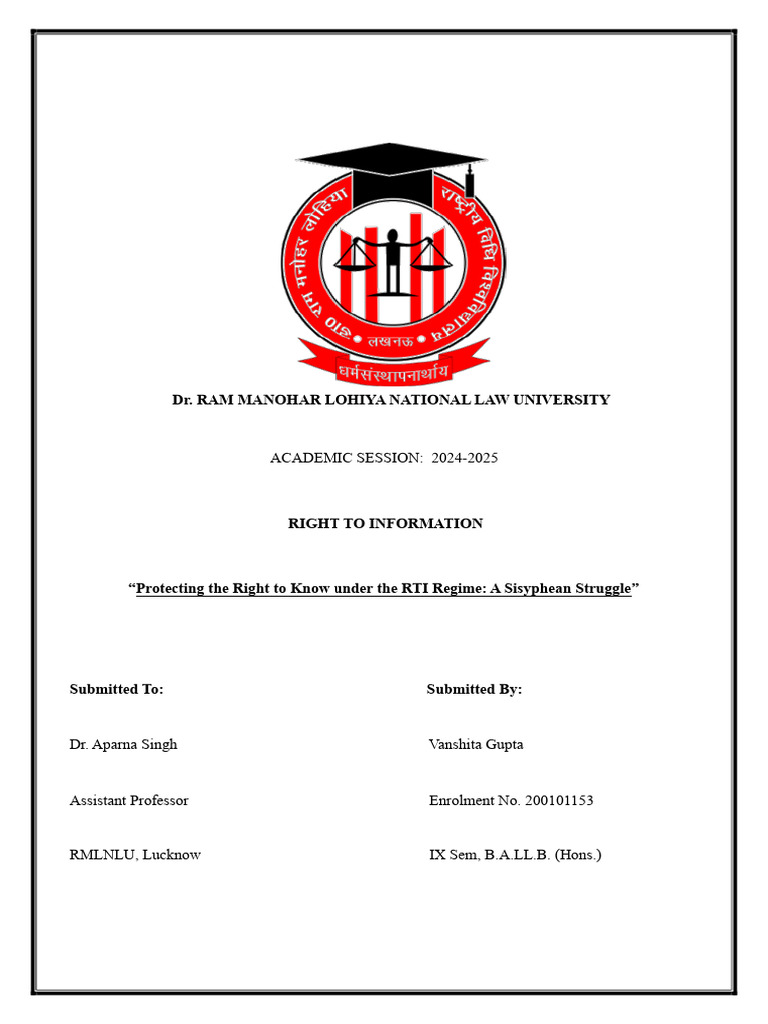 RTI Project Final Draft PDF Public Law Justice