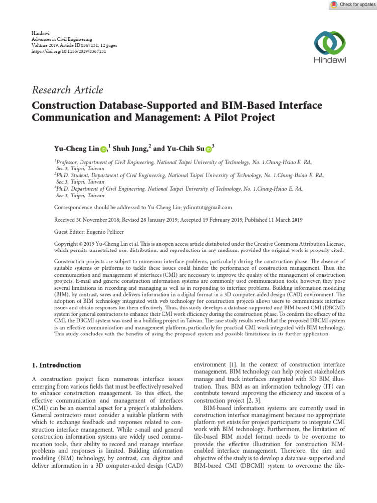 Advances in Civil Engineering - 2019 - Lin - Construction Database ...