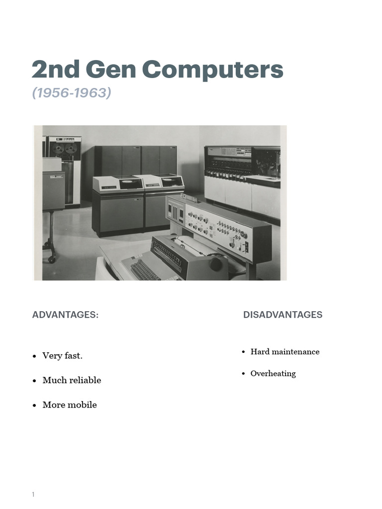 2nd Gen Computers: Advantages: Disadvantages | PDF | Computers