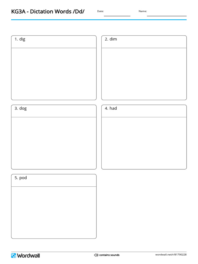 Kg3a Dictation Words DD Drawing Frame | PDF