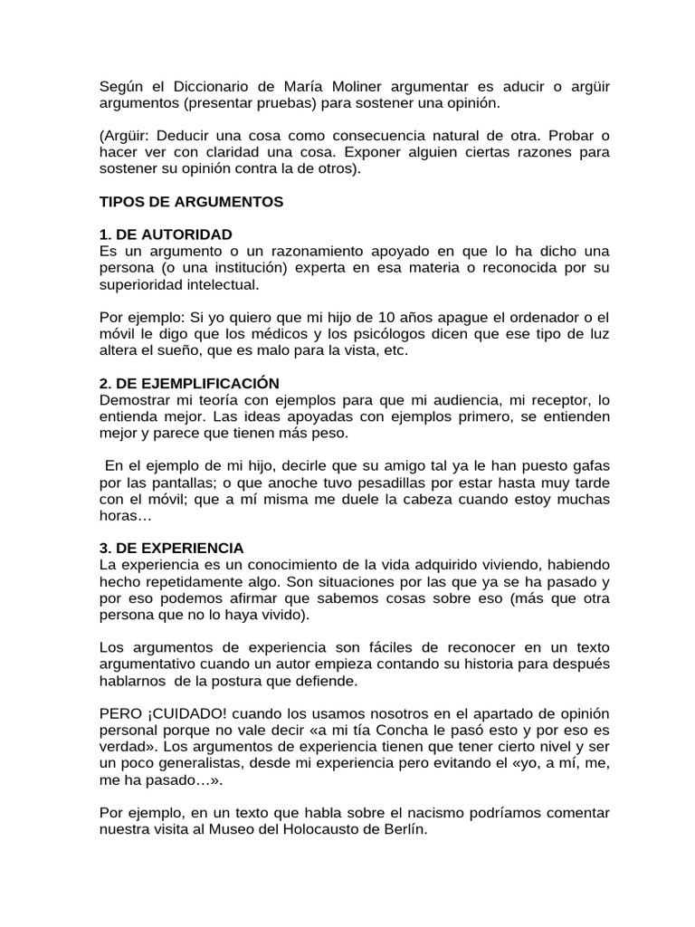 Tipos de Argumento Con Ejemplos | PDF | Experiencia | Verdad