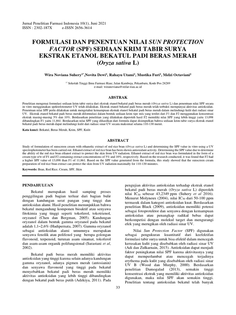 Formulasi Dan Penentuan Nilai Sun Protec | PDF