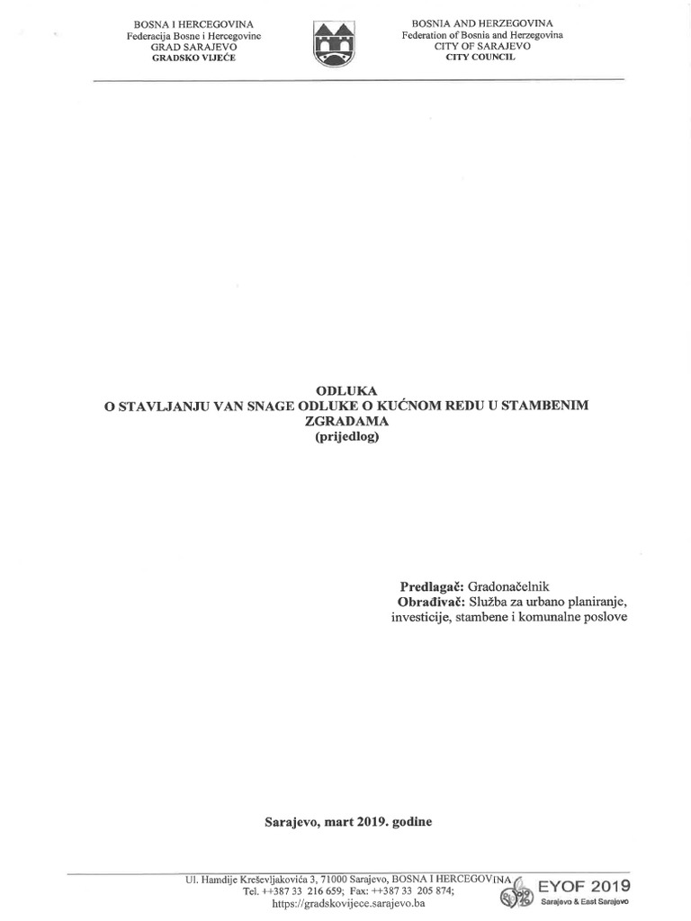 Tačka 6. Prijedlog Odluke o Stavljanju Van Snage Odluke o Kućnom Redu U Stambenim Zgradama | PDF