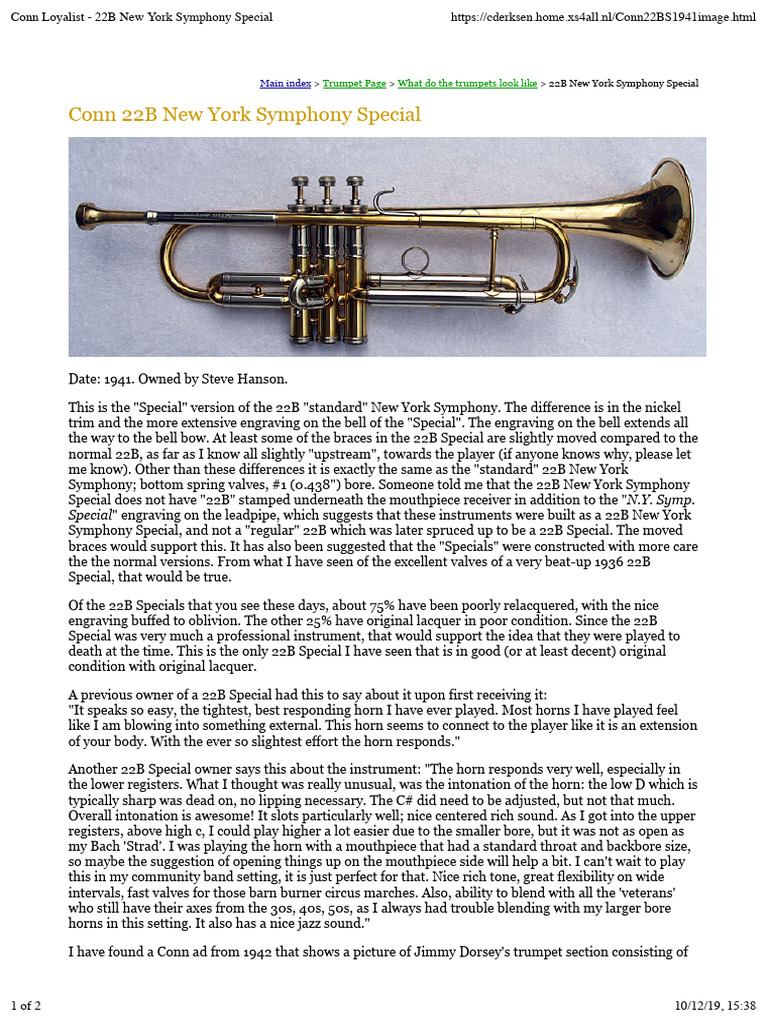 Conn Loyalist - 22B New York Symphony Special | PDF | Trumpet | French Horn