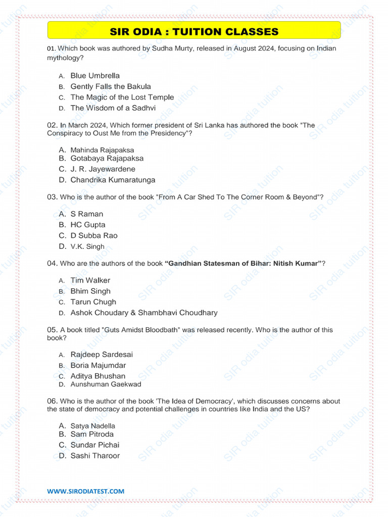 Current Affairs (01) 2024 Imp. MCQ | PDF