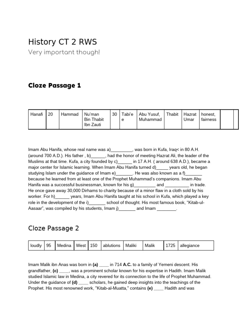 History RWS For Revising | PDF | Islamic Branches | Sharia