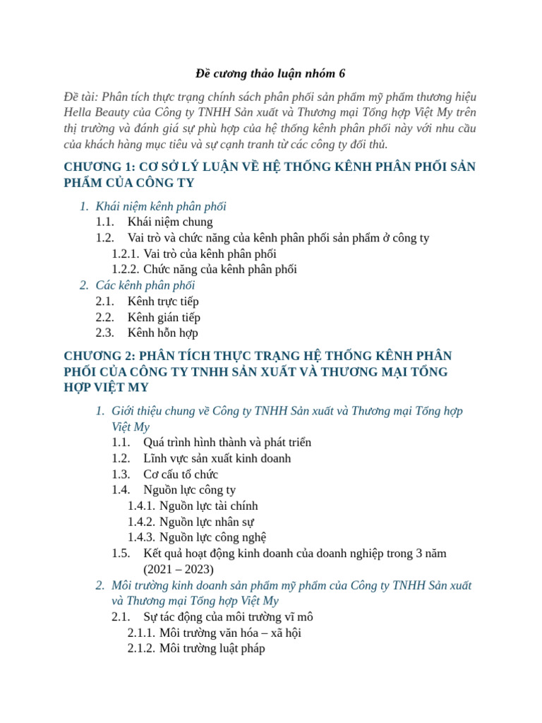 Đề cương thảo luận nhóm 6 - MKTCB | PDF