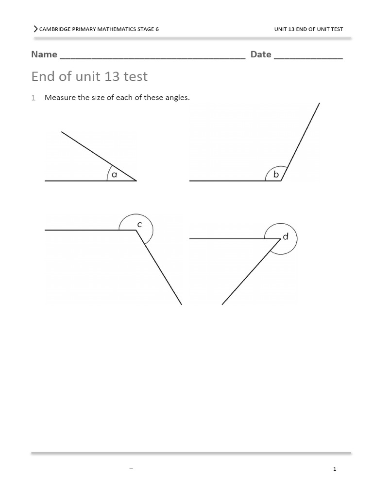 Prim Maths 6 2ed TR Unit 13 Test | PDF