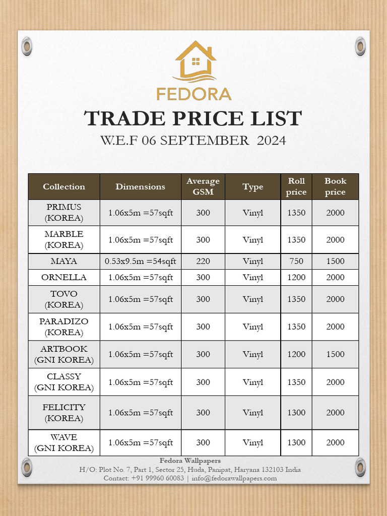 Trade Price List Effective September 2024 | PDF